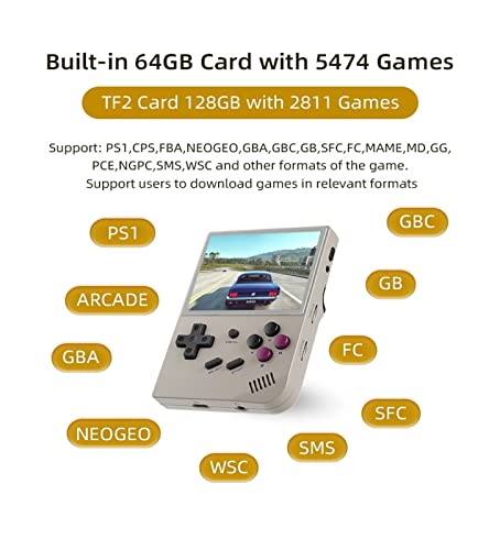 Retro Handheld Game Console 3.5 "Portable Pocket Video Player 5000+ Games (Size : with Bag, Color : RG35XX White T 128G)