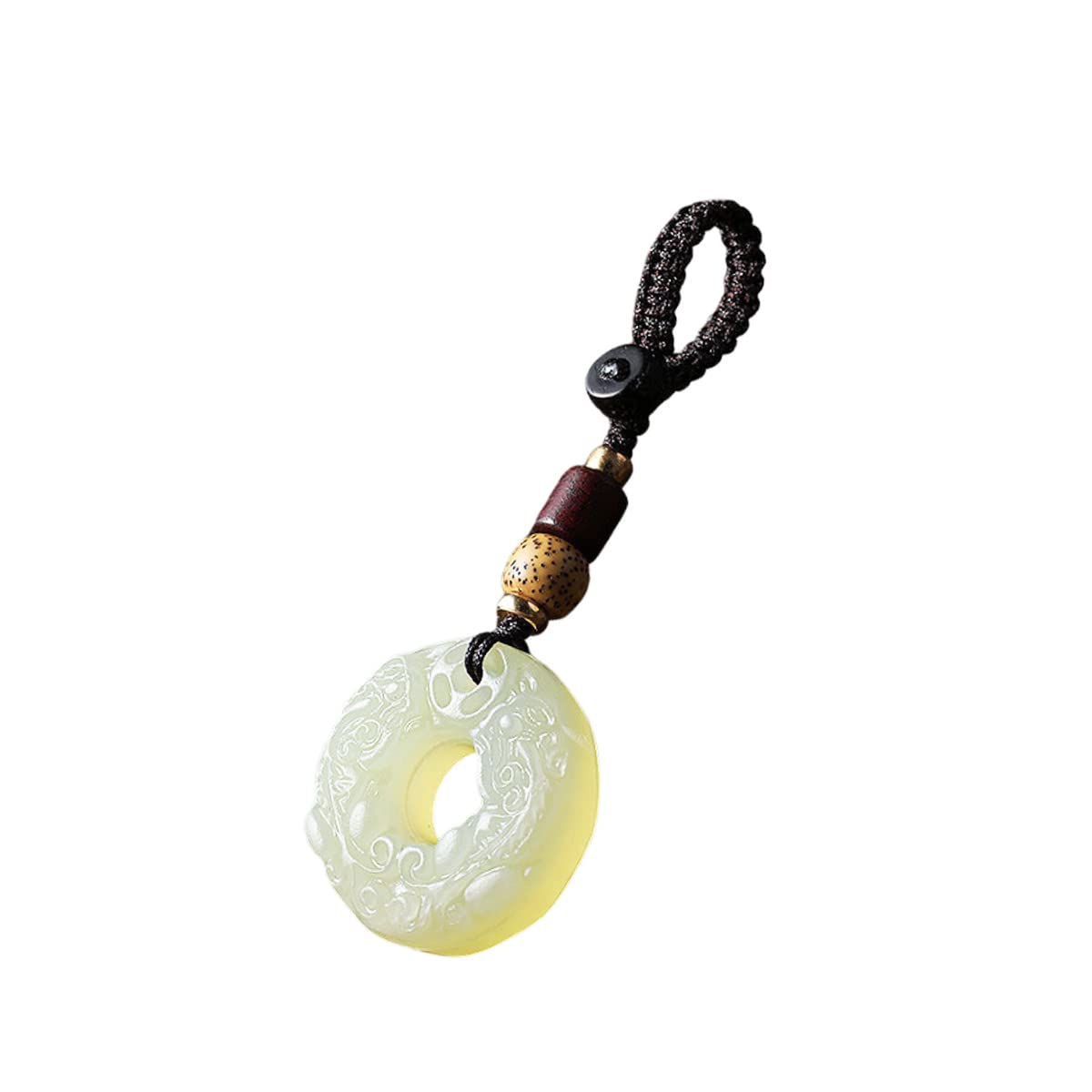 Qordelia Natural Jade Pi xiu Pi yao Key Chain Amulet Car Key Chain for Men Women Bring Wealth Good Luck, Size1
