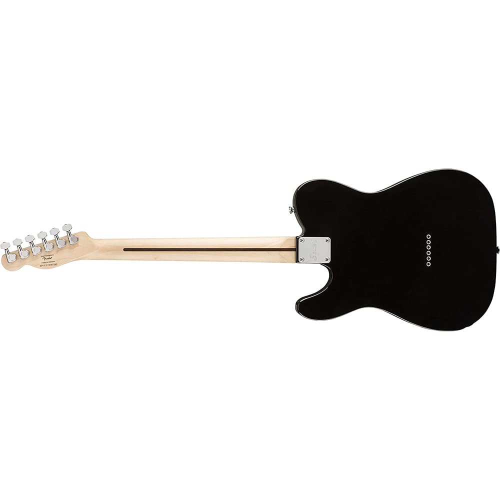 Squier by Fender Bullet Telecaster Laurel Fingerboard (Black) with Fender Pro 10ft Instrument Cable, Fender Celluloid Guitar 12-Pack Picks, and Fender 2" Guitar Straps