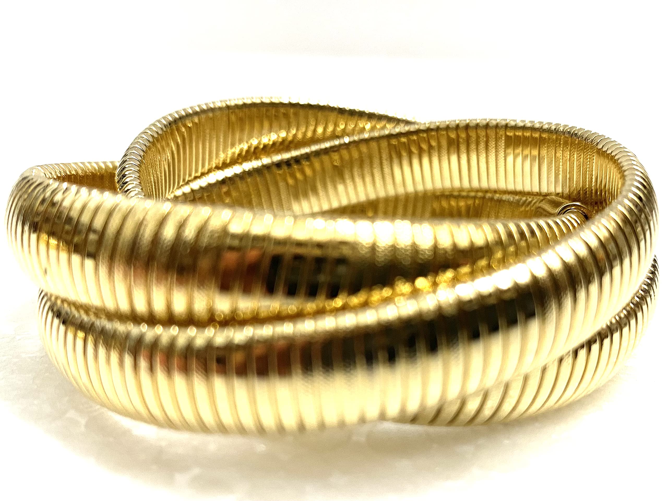 Marshal Metal Fashion Bracelet Omega Stretch Triple Cobra Bracelet (10mm x3) (Gold)
