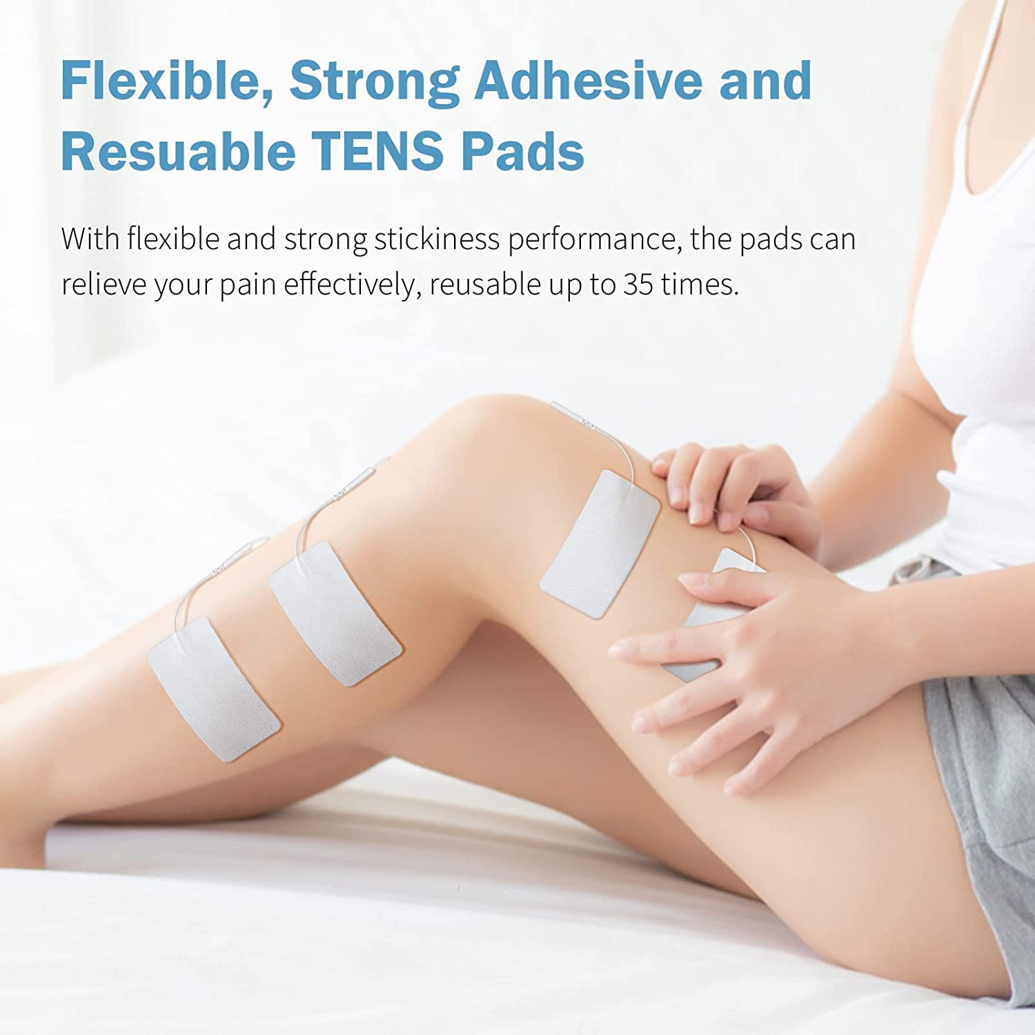 TENS Unit Replacement Pads 10 Pcs 2''x4'' Large Electrode Patches with Upgraded Self-Adhesive and Non-Irritating Design, Reusable 35 Times for Electrotherapy, Compatible with AUVON TENS, TENS 7000