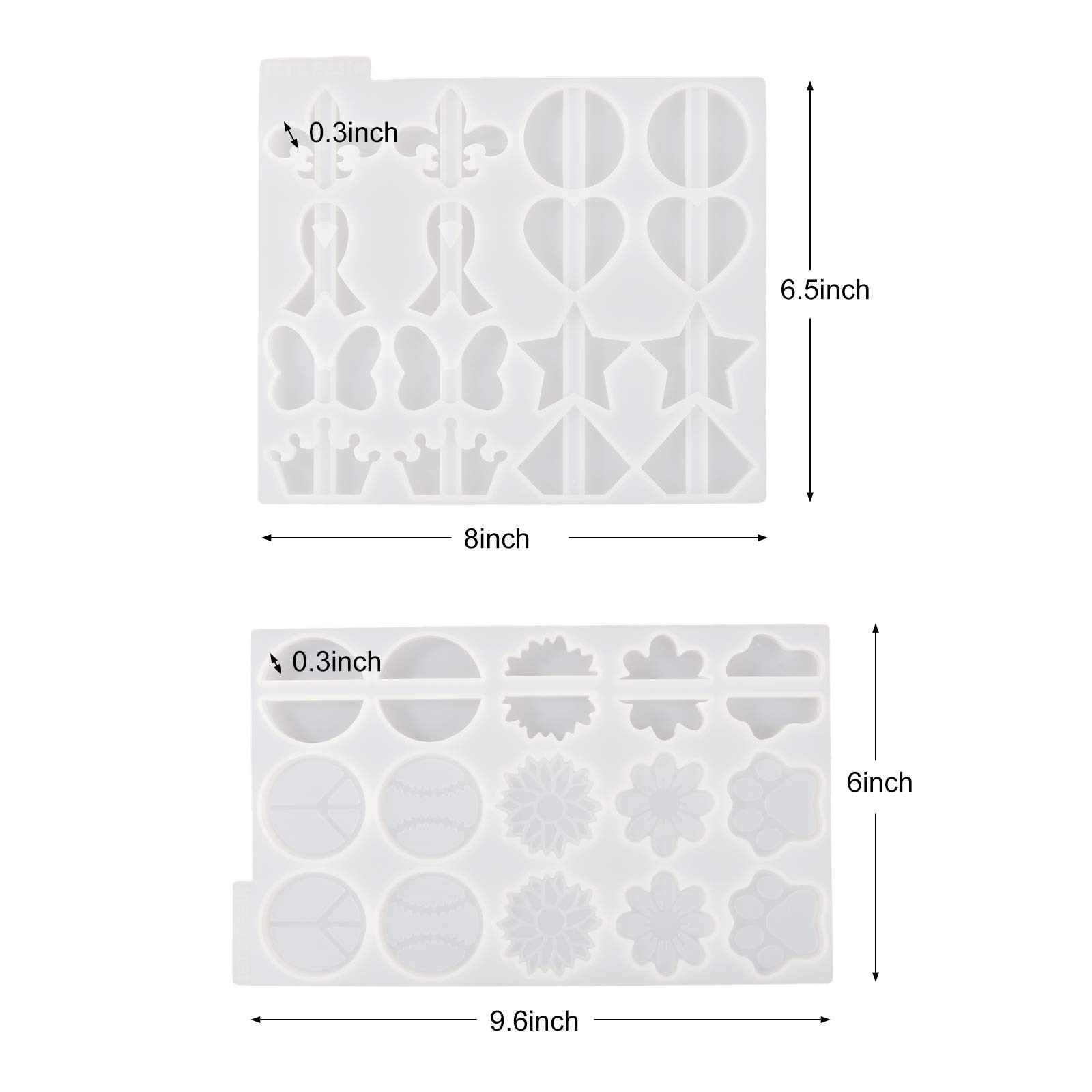 LET'S RESIN Straw Topper Resin Molds 2PCS Silicone Molds for Resin, with Circle, Sunflower, Butterfly Shape For Straws