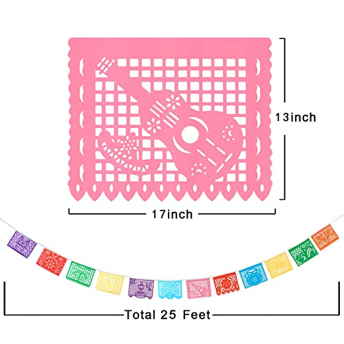 Mexican Party Banners - 4 Pack Papel Picado Banner Cino de Mayo Fiesta Party Decorations, Dia De Los Muertos Day of The Dead Decor Flag