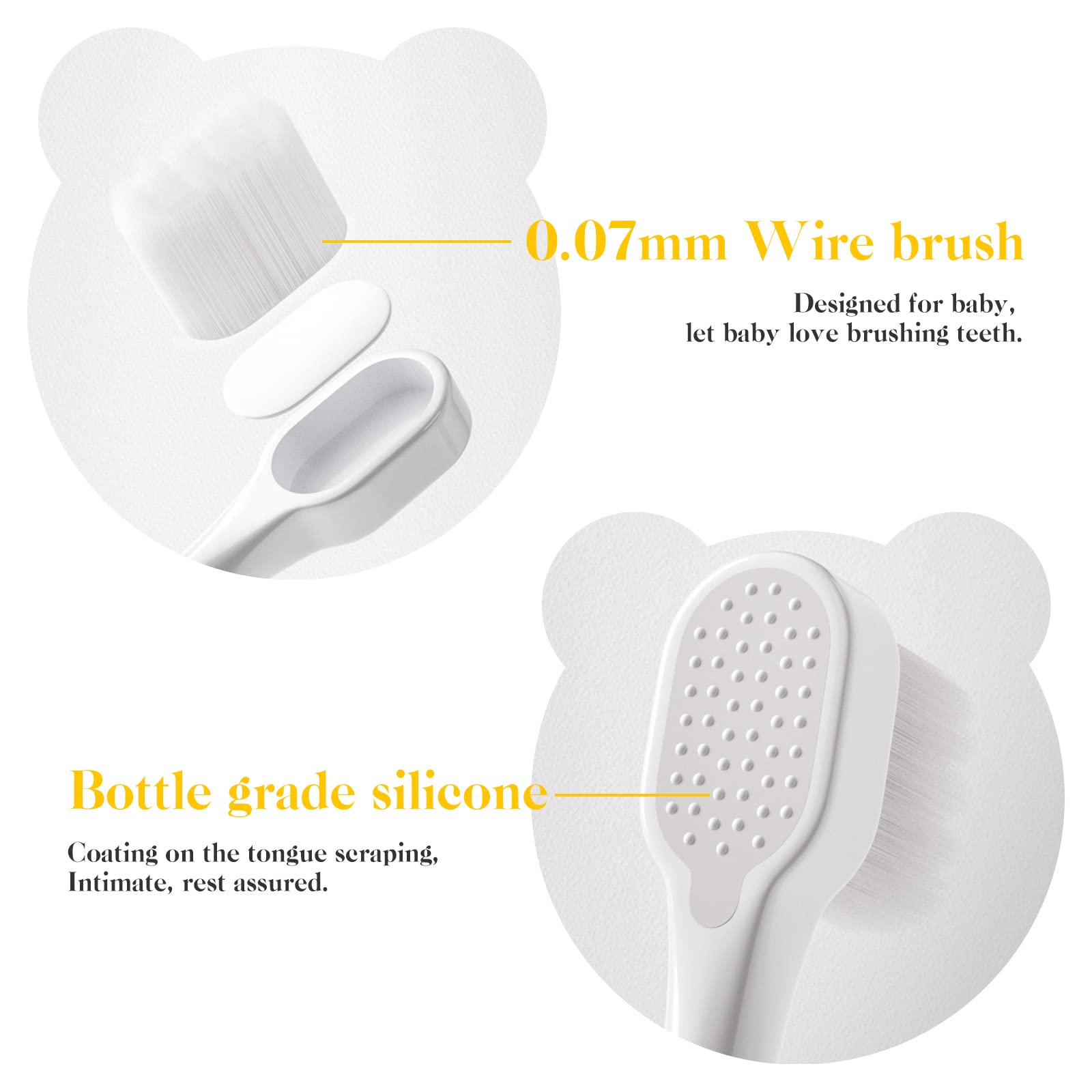 STORTOP 4 Packs Kids Toothbrush, Extra Soft Lovely Little Bear Toothbrush for Kids 1-8 YearsPink&Orange&Blue&Green