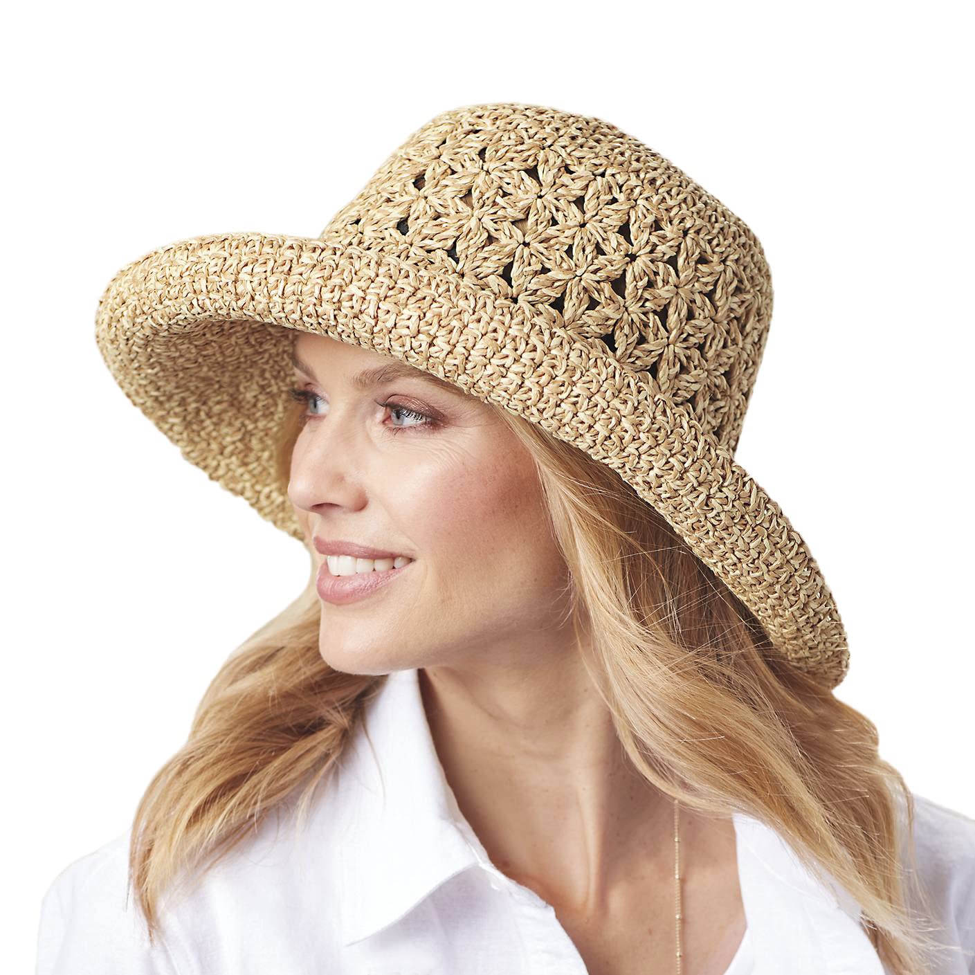 SAGEFINDS Packable Straw Hat for Women | Wide Floppy Brim Beach Cap | Foldable for Travel | Sun Protection | Summer Hat | Adjustable Interior Sizing | Large Khaki