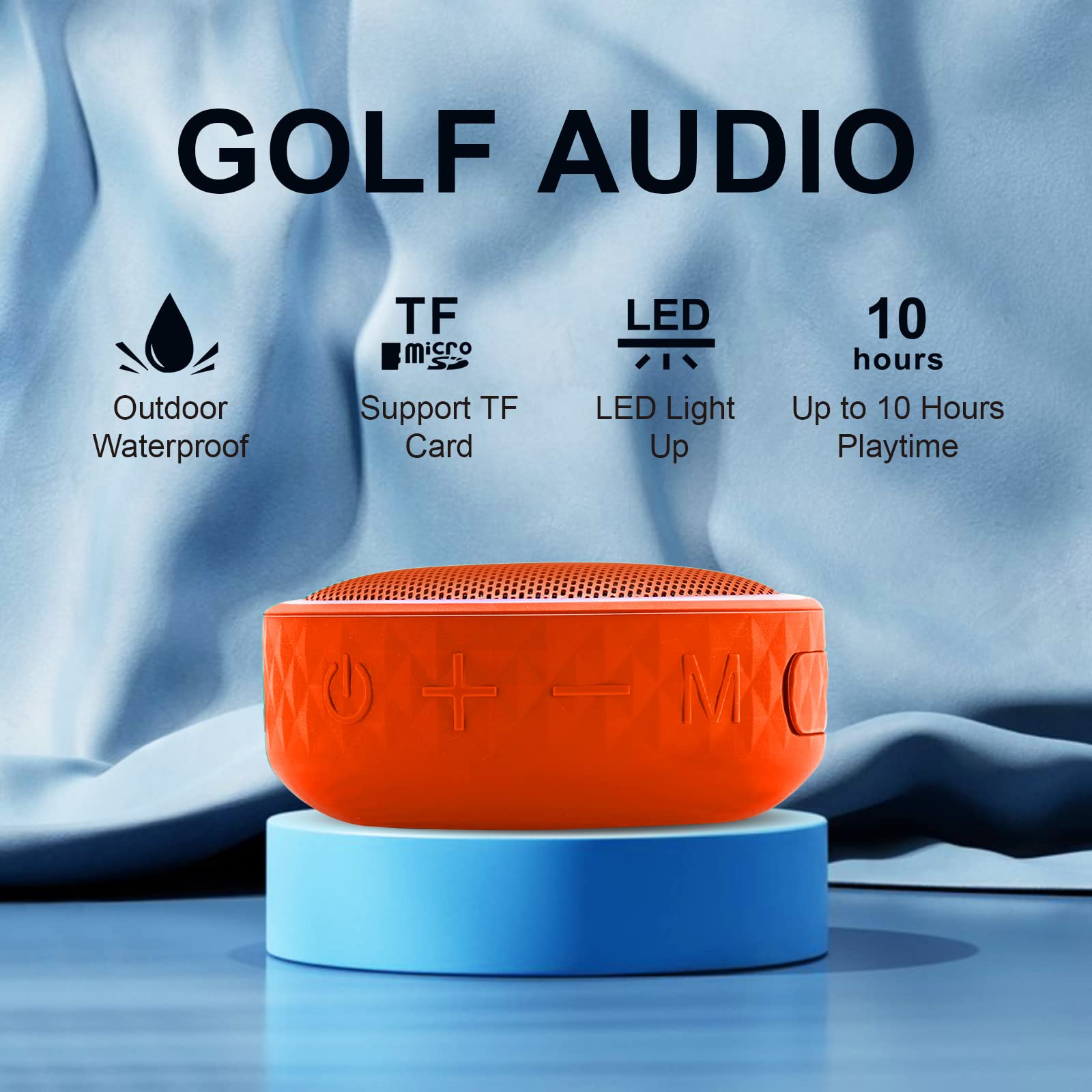 KVV Portable Bluetooth Speaker for Golf Push Cart, Durable & Portable Bluetooth Speaker speaker for golfing, outdoor and travel，IPX6 Waterproof, TWS & TF Card Function(Red)