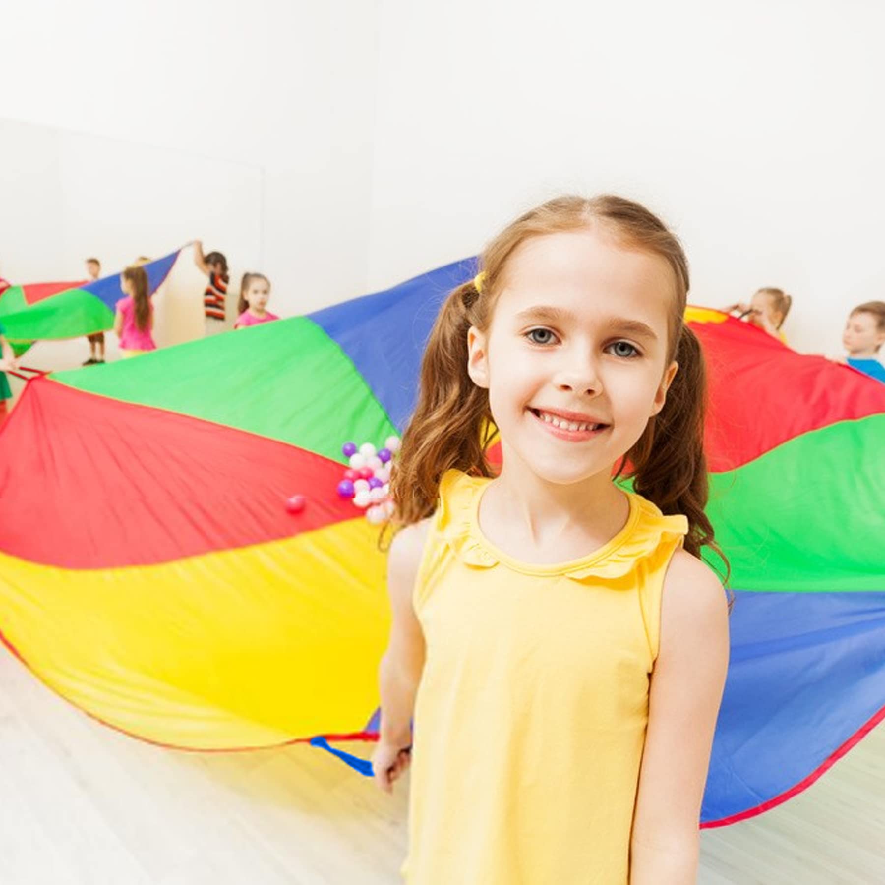 Nvatorfox 20ft Play Parachute, Parachute with Handles Rainbow Parachute Toy (20 FT)