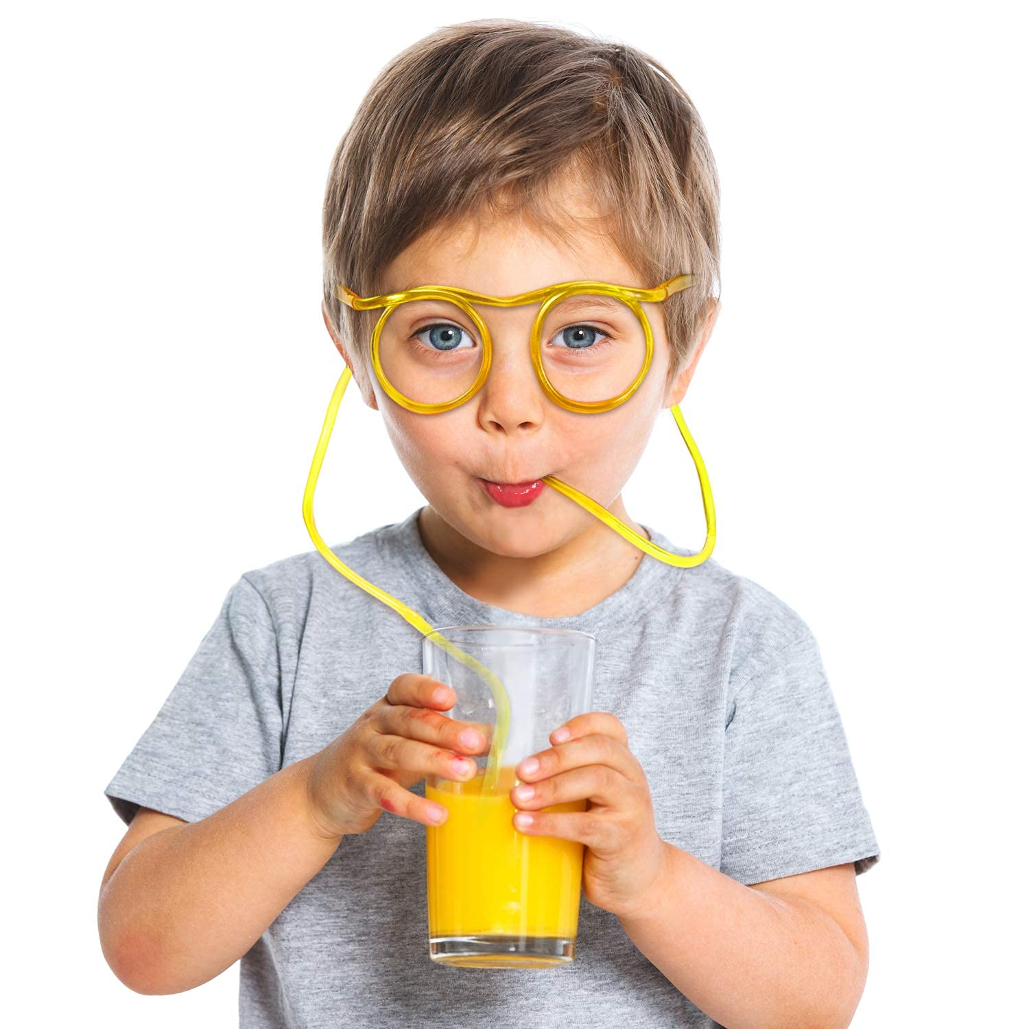 Silly Straws Glasses Straws 10 Sets, Crazy Straw Fun Heart Drinking Straws for Kids, Curly Round Funny Straws for Children Adult Party Game Straw Create a Fun Party