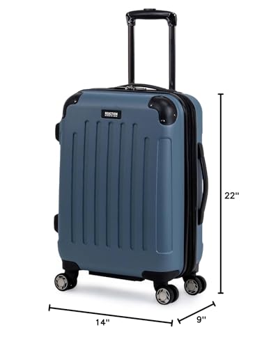 Kenneth Cole REACTION Renegade Luggage Expandable 8-Wheel Spinner Lightweight Hardside Suitcase, Granite Blue, 20-Inch Carry On