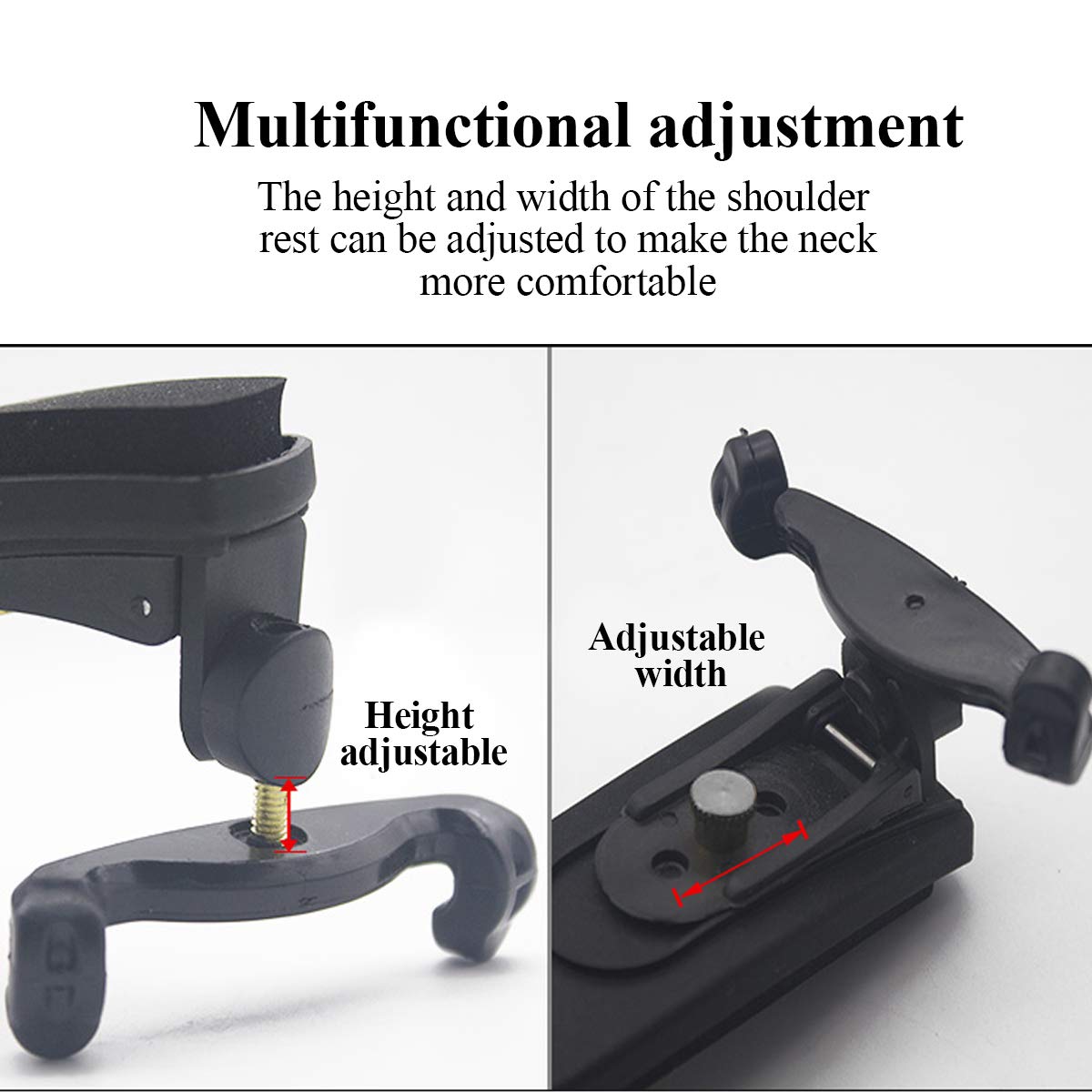 Leadrise Violin Shoulder Rest for 4/4-3/4 size, with Collapsible and Height Adjustable Feet Comfortable Foam Pad Including A Practice Mute and Violin Rosin - Black