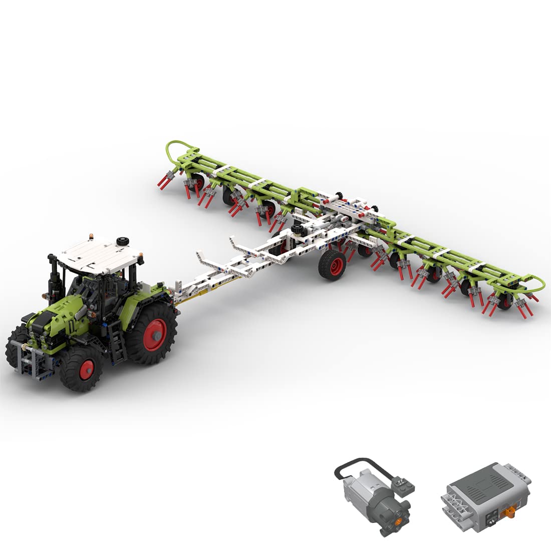 Ottima RC Farm Hay Tedder Building Blocks, Dynamic Extendable Tech Vehicles Tractor Building Kit Compatible with Lego Technic - 2057PCS