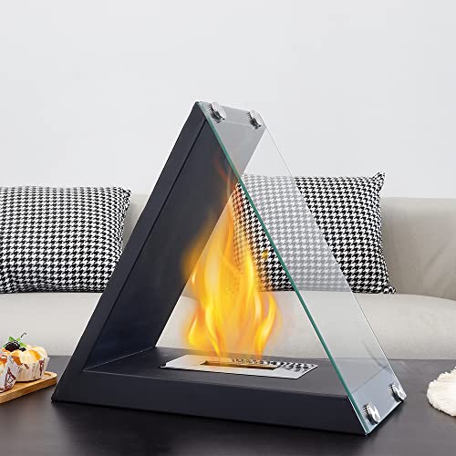 NEWIMAGE Tabletop Fire Pit, Fire Bowl 14.5" H Portable Tabletop Fireplace Clean Burning Bio Ethanol Ventless Fireplace for Indoor Outdoor Patio Parties Events(Triangles)