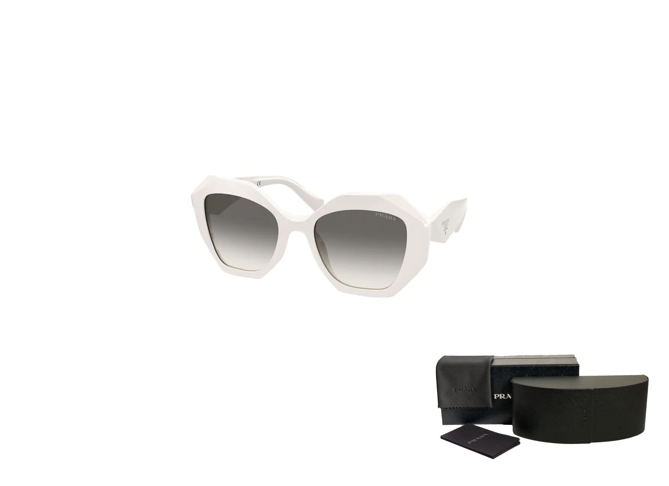Prada PR16WS 142130 53MM Talc/Grey Gradient Irregular Sunglasses for Women + BUNDLE with Designer iWear Eyewear Kit
