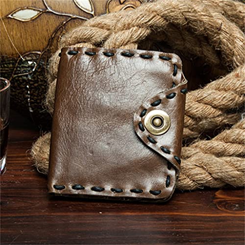 SEASD Handmade Leather Wallet Men's Card Bag Retro Short Style Money Clip Woven Purse Storage Bag Purse