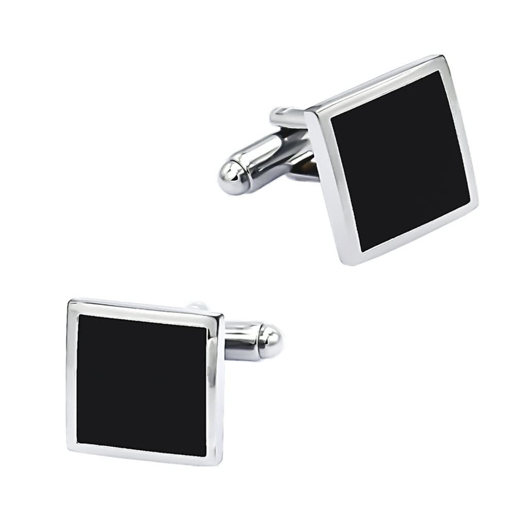 Rectangular Black Cufflinks Men's Business Versatile French Shirt Cuff Button Cuff Nails (Color : A, Size : One Size) (A One Size)