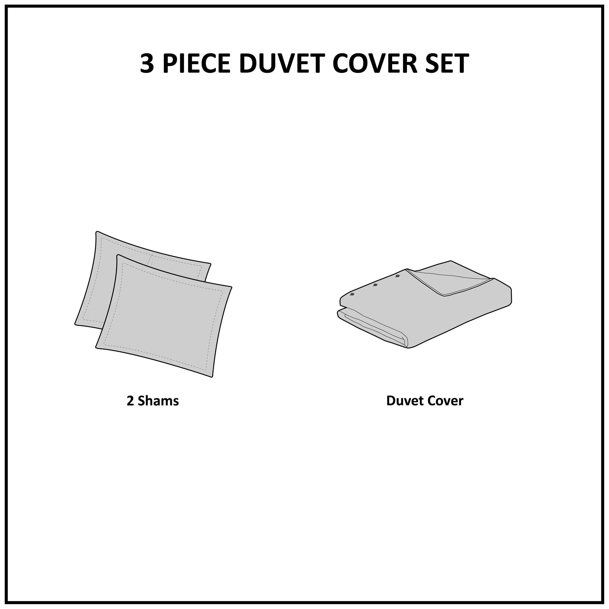 Madison Park Raven 3 Piece Cotton Yarn Dye Duvet Cover Bedding Set, Full/Queen Size, Denim Blue