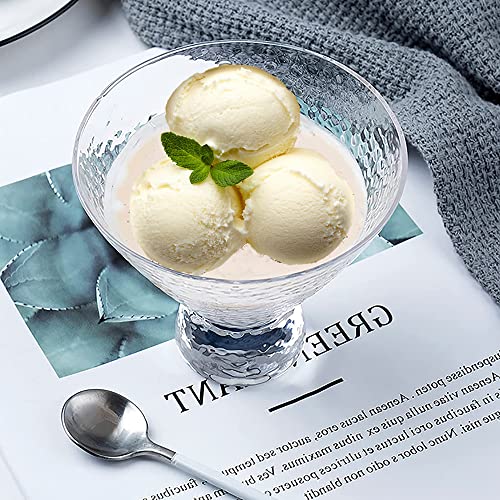 NDSWKR Stemless Martini Glasses Set of 6, 8 Oz Glass Ice Cream Bowls, Crystal Dessert Cup for Sundae, Smoothie, Fruit, Yogurt, Snack, Cocktail, Margarita