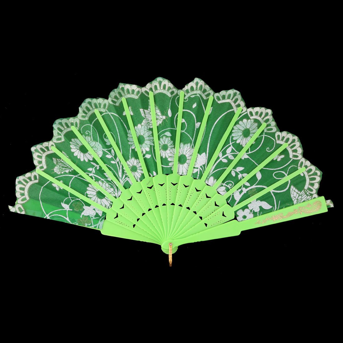 Qtqgoitem Women Polyester Chinese Style Cosplay Artistic Handle Folding Fan 24cm Length Green (model: 20f eba 356 fb8 6f6)