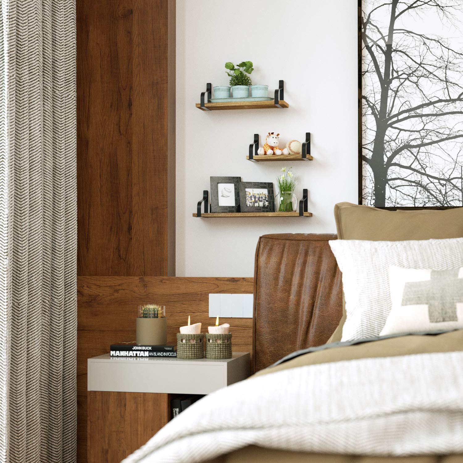 Love-KANKEI Floating Shelves Set of 3 and Floating Shelves Set of 2 Bundle