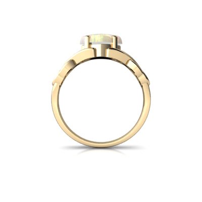 Jewels For Me 14kt Yellow Gold Opal 6mm Cushion Celtic Knot Ring - Size 6.5