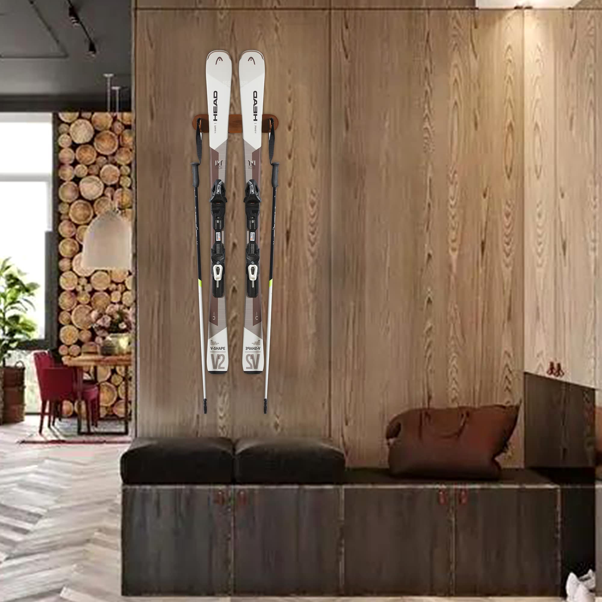 QMYBROW Ski + Snowboard Wall Storage Display Rack Garage Skis Mount