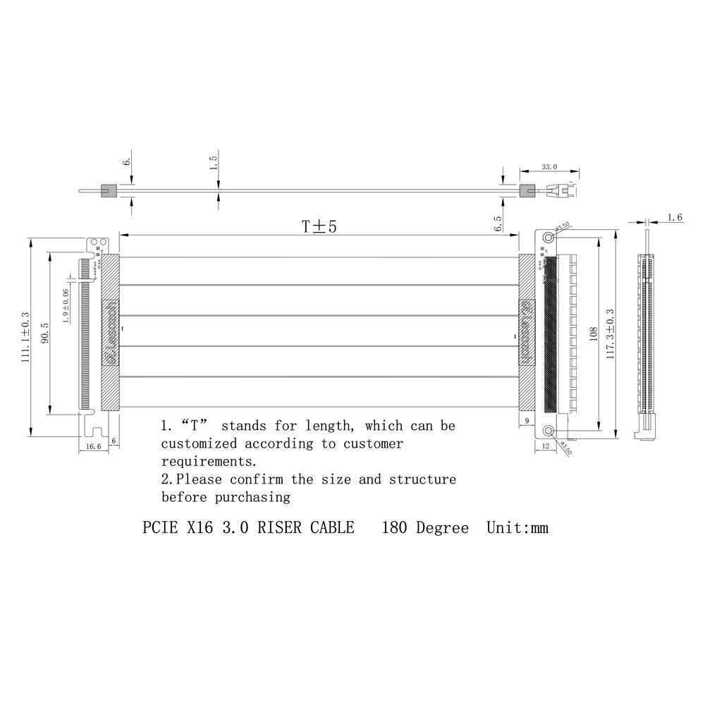 Lesozoh New 16x Riser Cable 64GB/s GPU Riser Extender - PCIE 3.0 Flexible Cable Card Extension Port Adapter High Speed Riser Card / 90 Degree Socket(500mm)