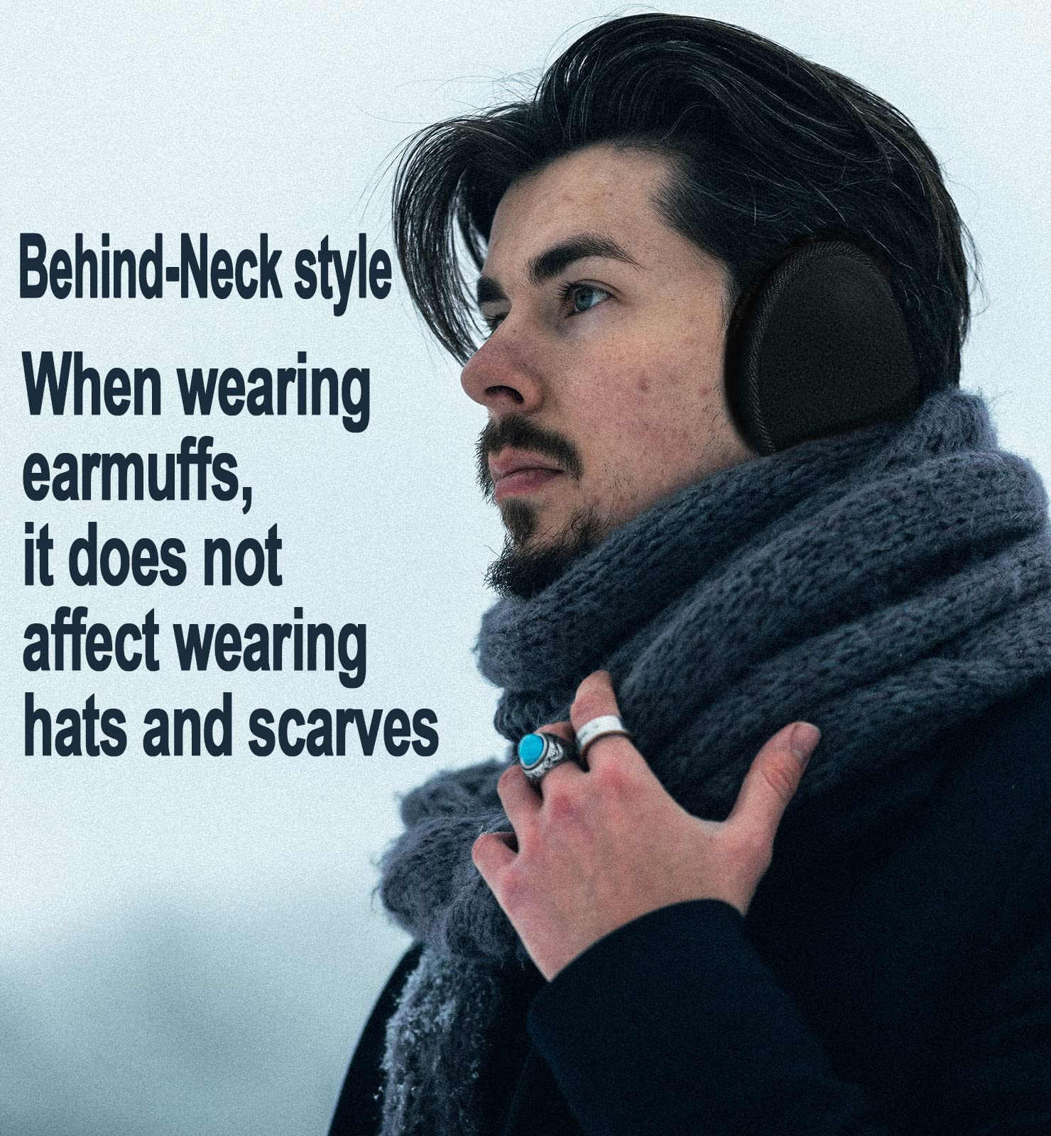 sazujinwu Winter Earmuffs for Men Unisex Fold Fleece Ear Muffs Women`s Ear Warmer Back Neck Earmuff