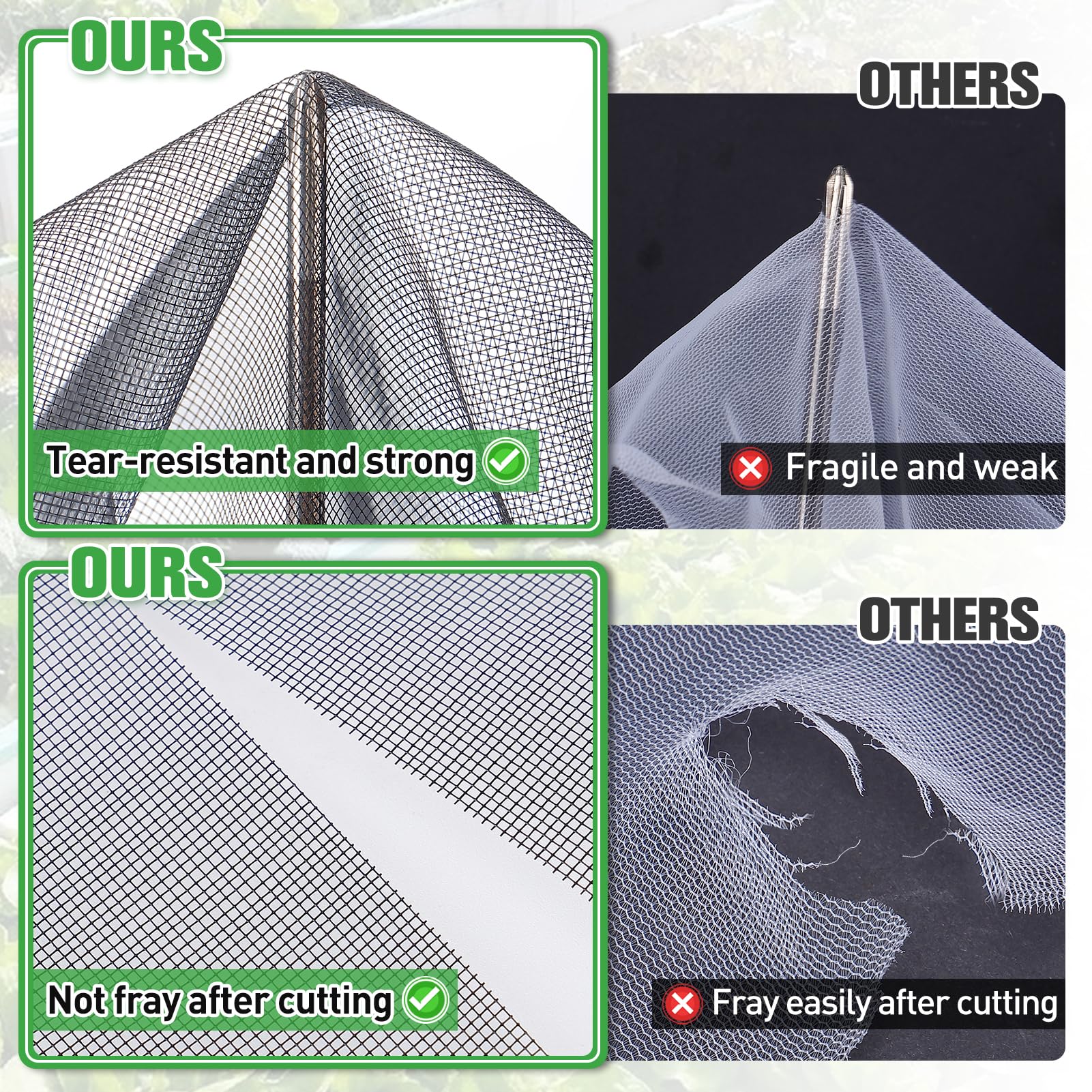 Stronger Garden Mesh Netting - 20 x 10 ft PPT Nano Mosquito Netting Screen, Bird Net Barrier for Outdoor Plants Vegetables Patios Balconies Terraces, Shading Rate 33% (Black)