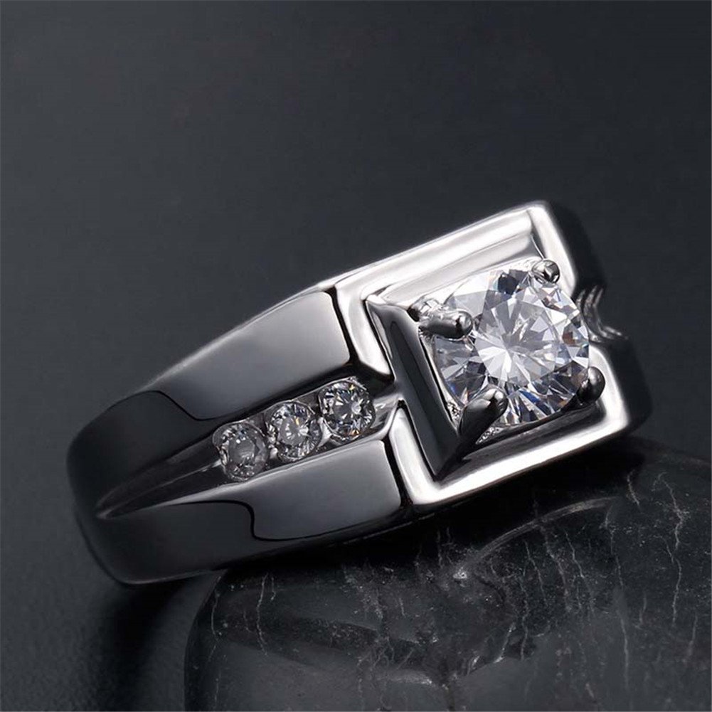 LOVERSRING Couple Ring Bridal Sets His Hers 10k White Gold Plated White AAA Cz Wedding Engagement Ring Band Set