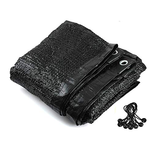 smartelf Shade Cloth 70% Sunblock Shade Cloth Net 6.5 ft x 10 ft - Black Bulk UV Resistant Fabric Mesh for Greenhouse Shade Cloth Taped Edge with Gromments Included 10pcs 6" Ball Bungee