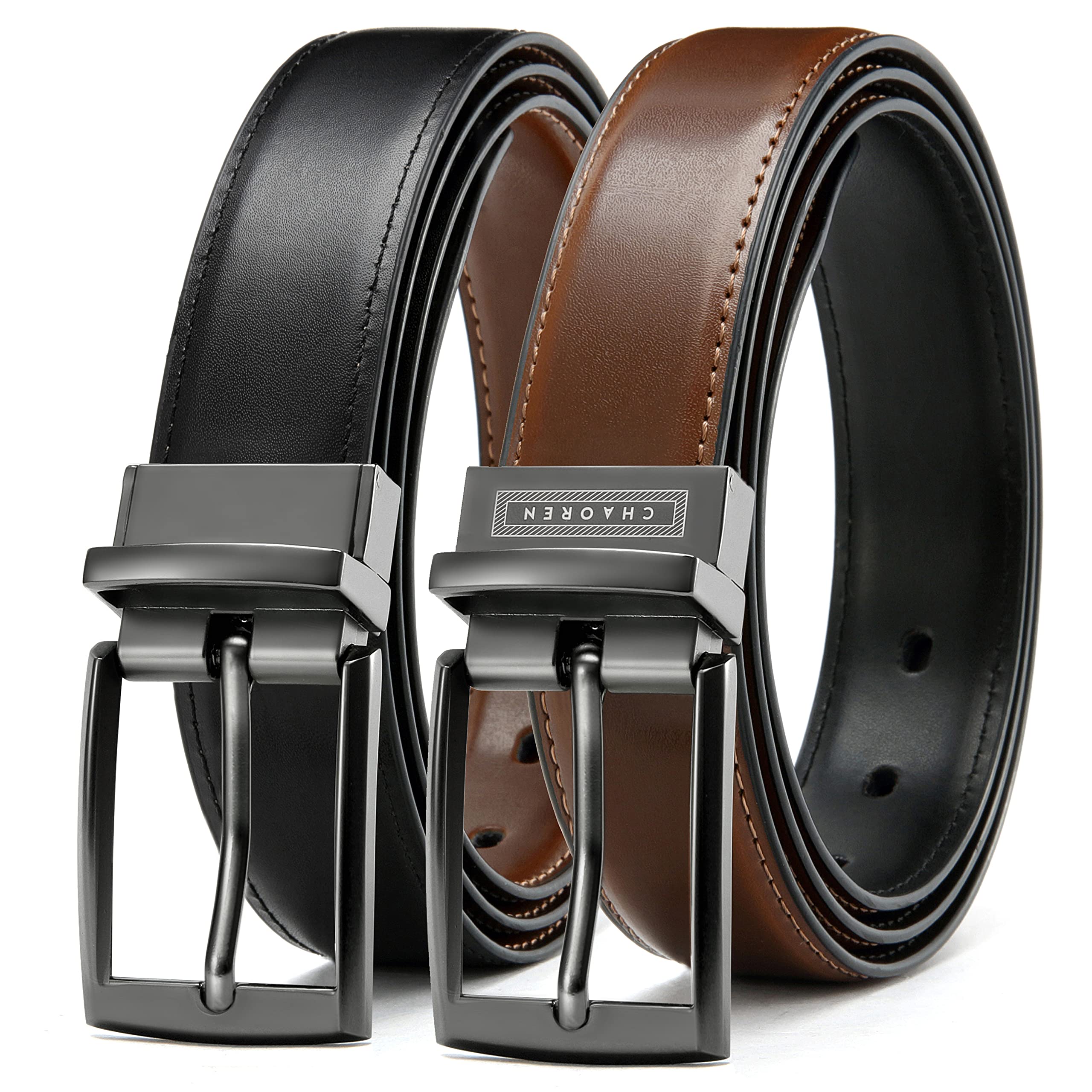Reversible Belt for Women, CR 1.25" Womens Leather Belt for Jeans Pants - 2 Styles in One Belt