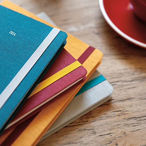 Letts of London Raw Weekly/Monthly Planner, 12 Months, January to December, 2024, Sewn Binding, A5 Size, 8.25" x 5.875", Multilingual, Mustard (C082309-24)