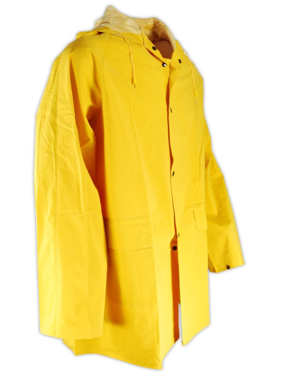 MAGID RainMaster PVC Jacket with Snap Closures, 1 Jacket, Size Medium, Yellow PVC Shell and Vinyl Lining, HJ7819
