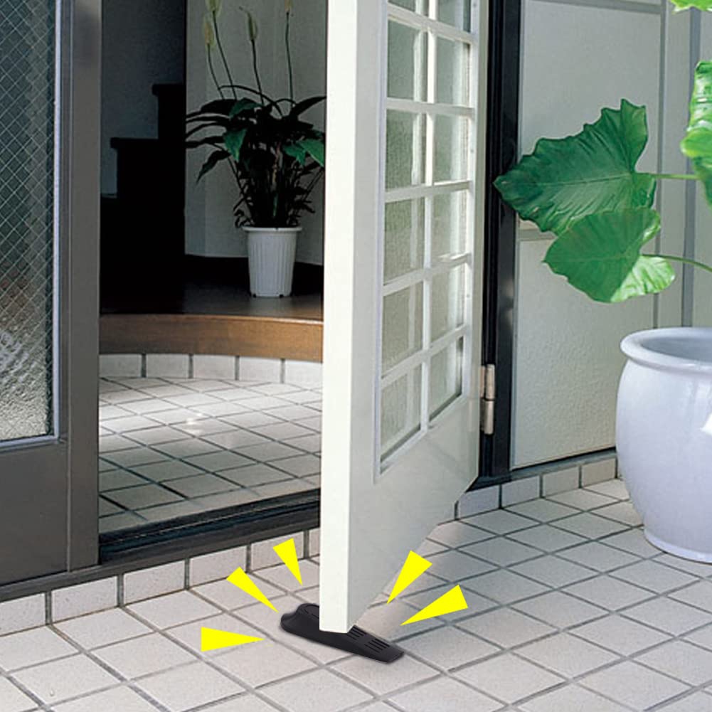 LOQJSS Soft Close Wedge, 5pcs Door Stoppers Rubber Stoppers Wedge for Carpet Heavy Duty Door, Bottom of on Tile(Black)