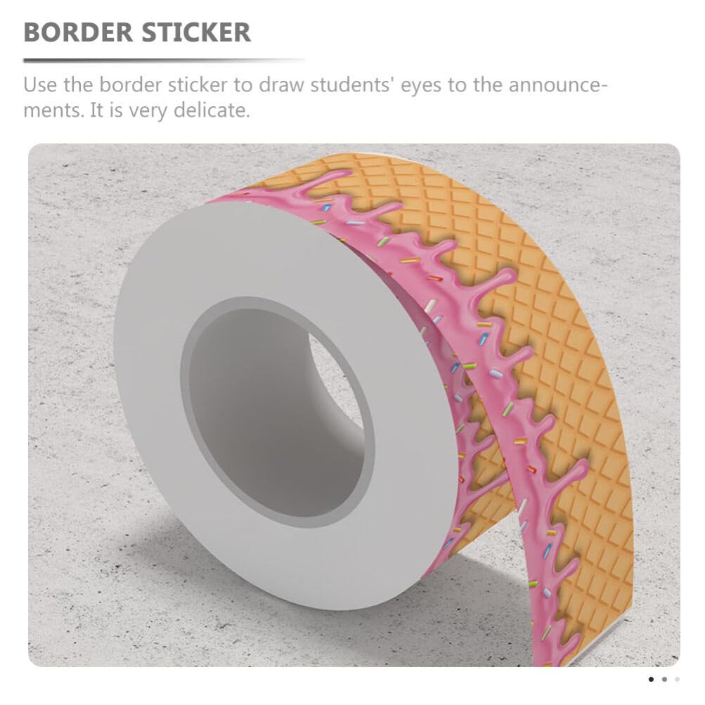MAGICLULU 1 Roll Ice Cream Border Sticker Bulletin Board Decor Cream Decor Appliques Embellishments Ice Cream Border Paper Ice Cream Bulletin Trim Blackboard Border Sticker Desk Decorations