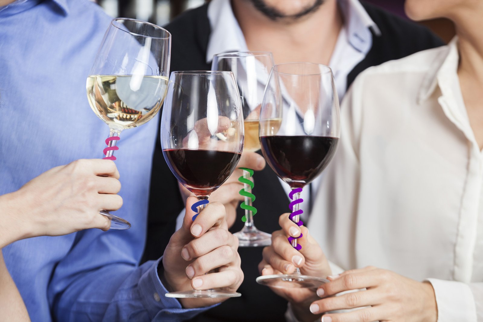 Simply Charmed Wine Glass Charms Set of 8 Silicone Drink Markers for Cocktails, Martinis, Champagne Flutes and More