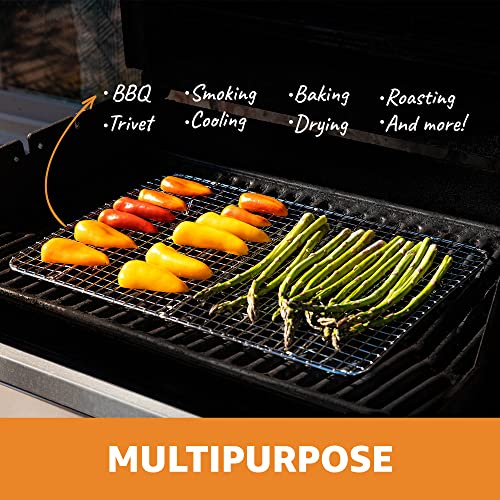 Priority Chef 18/8 Stainless Steel Cooling Rack, Heavy Duty Baking Rack For Oven Cooking, Fits Quarter Sheet Pan, Wire Rack For Cooking, Bacon, Cookie Cooling Rack, 8.5" x 12"