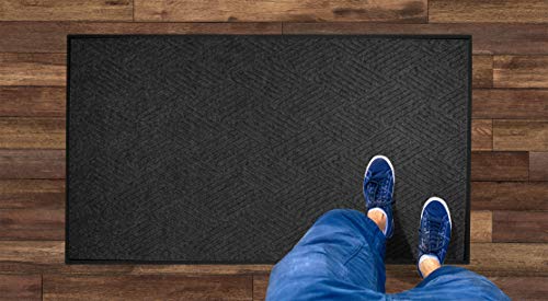 WaterHog Diamond | Commercial-Grade Entrance Mat with Rubber Border – Indoor/Outdoor, Quick Drying, Stain Resistant Door Mat (Charcoal, 4' x 6')