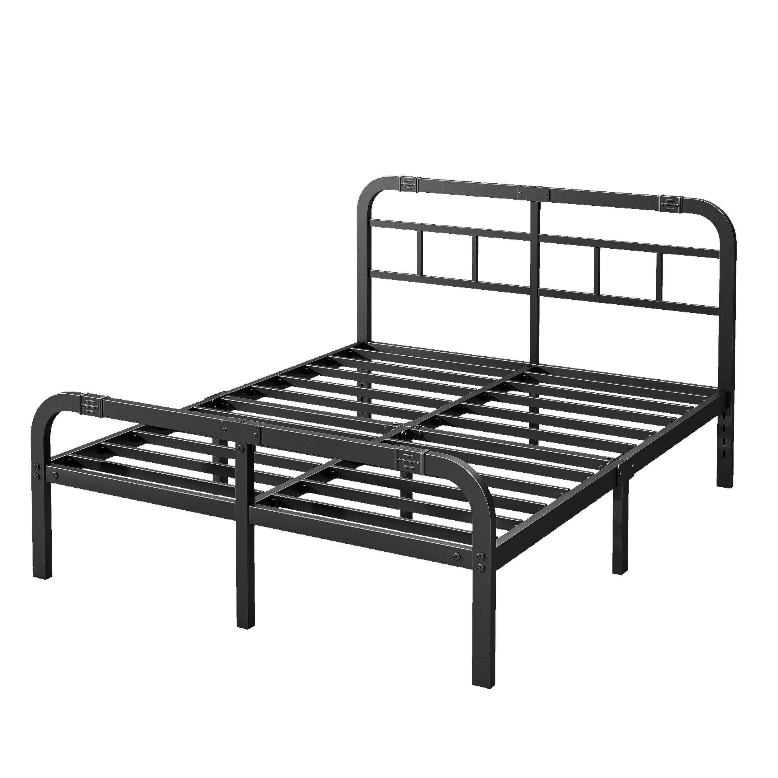 King Size Metal Bed Frame with Headboard and Footboard 14 Inch High, Heavy Duty Steel Slats with 3500lbs Support, No Box Spring Needed, Noise Free,Easy Assembly, Black