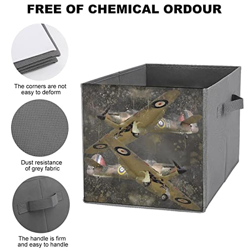 Watercolour Grunge and Splatter PU Leather Collapsible Storage Bins Canvas Cube Organizer Basket with Handles