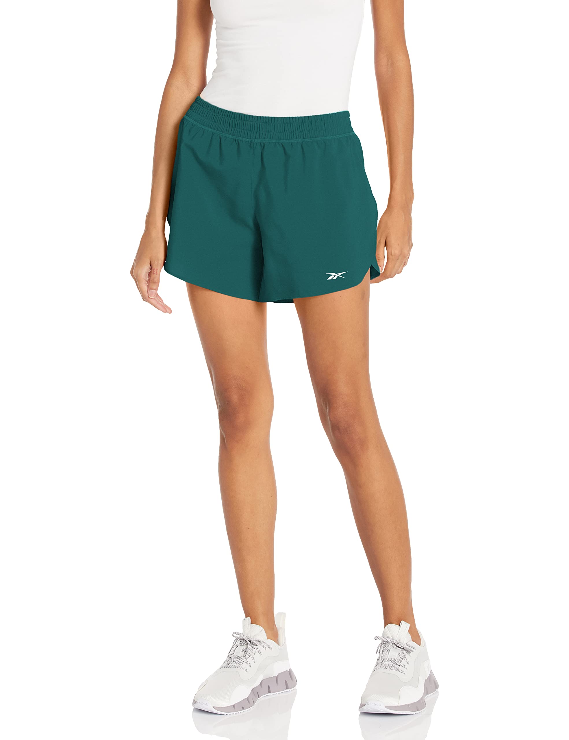 Reebok Women's Standard Running Shorts, Forest Green/Small Reflective Logo, X-Large