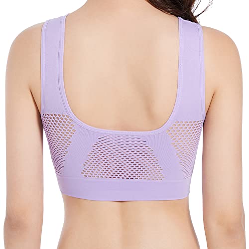 Racer Back Bra mesh Sports Bra for Women Longline Padded Bra Medium Support Yoga Workout (as1, Alpha, s, Regular, Regular, Standard, Purple, X-Large)