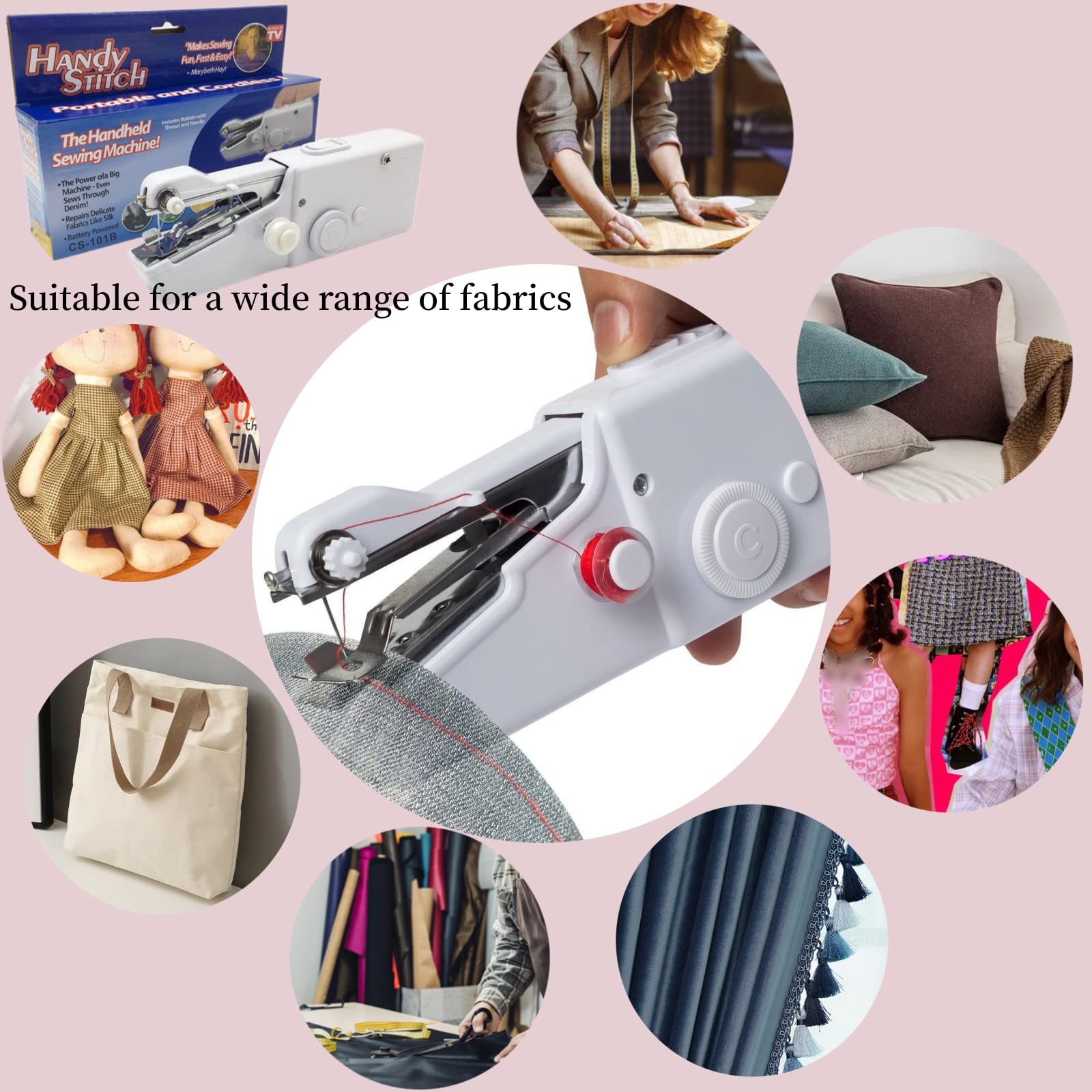 JIAOYAZI Handheld Automatic Sewing Machine Portable Sewing Machine Ideal for quick sewing of home travel, fabrics, DIY clothing or children's fabrics