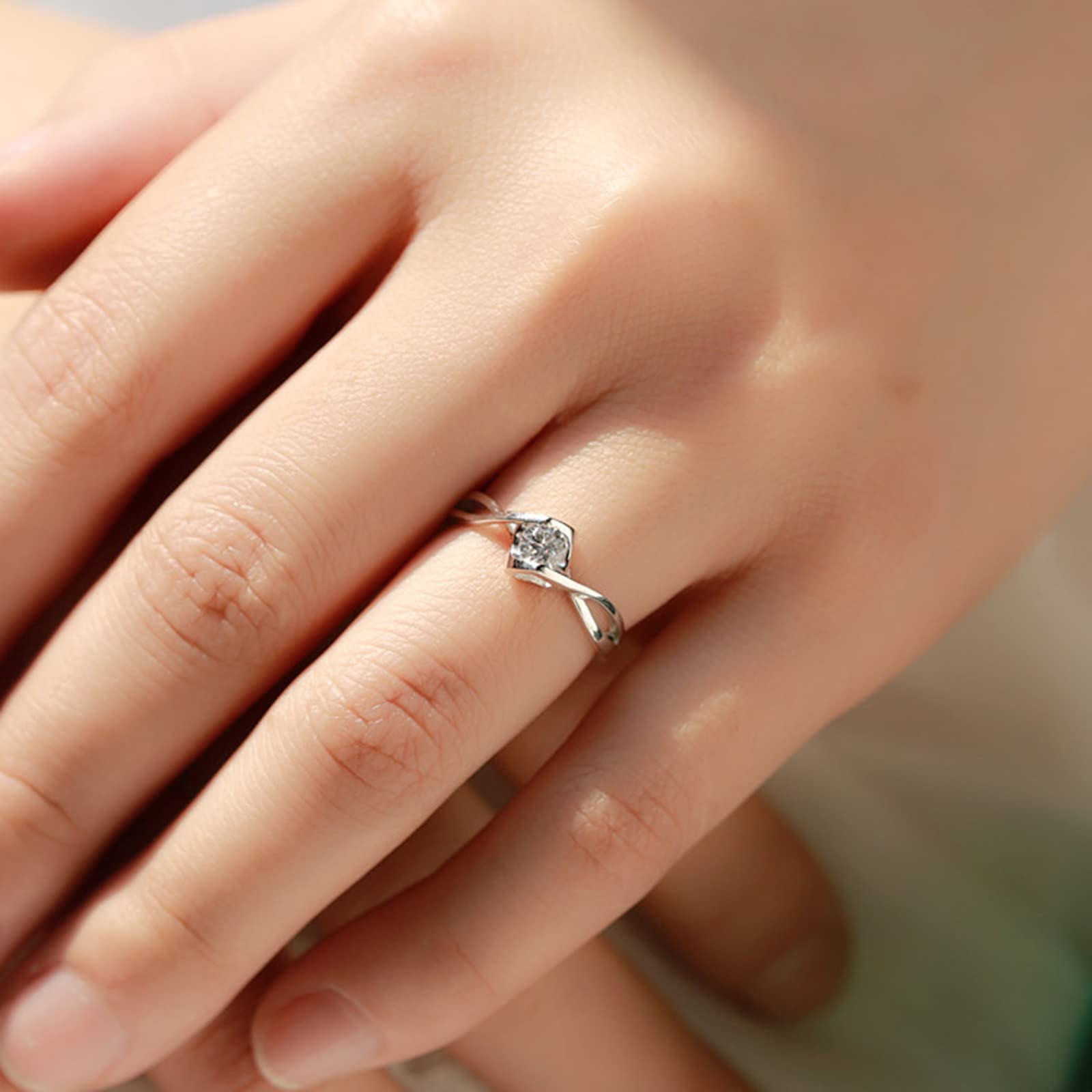Rings Set Size 7 Women's Ring Fashion Inlaid Zircon Ring Personality Women's Ring Jewelry Engagement Ring (Silver, 7)