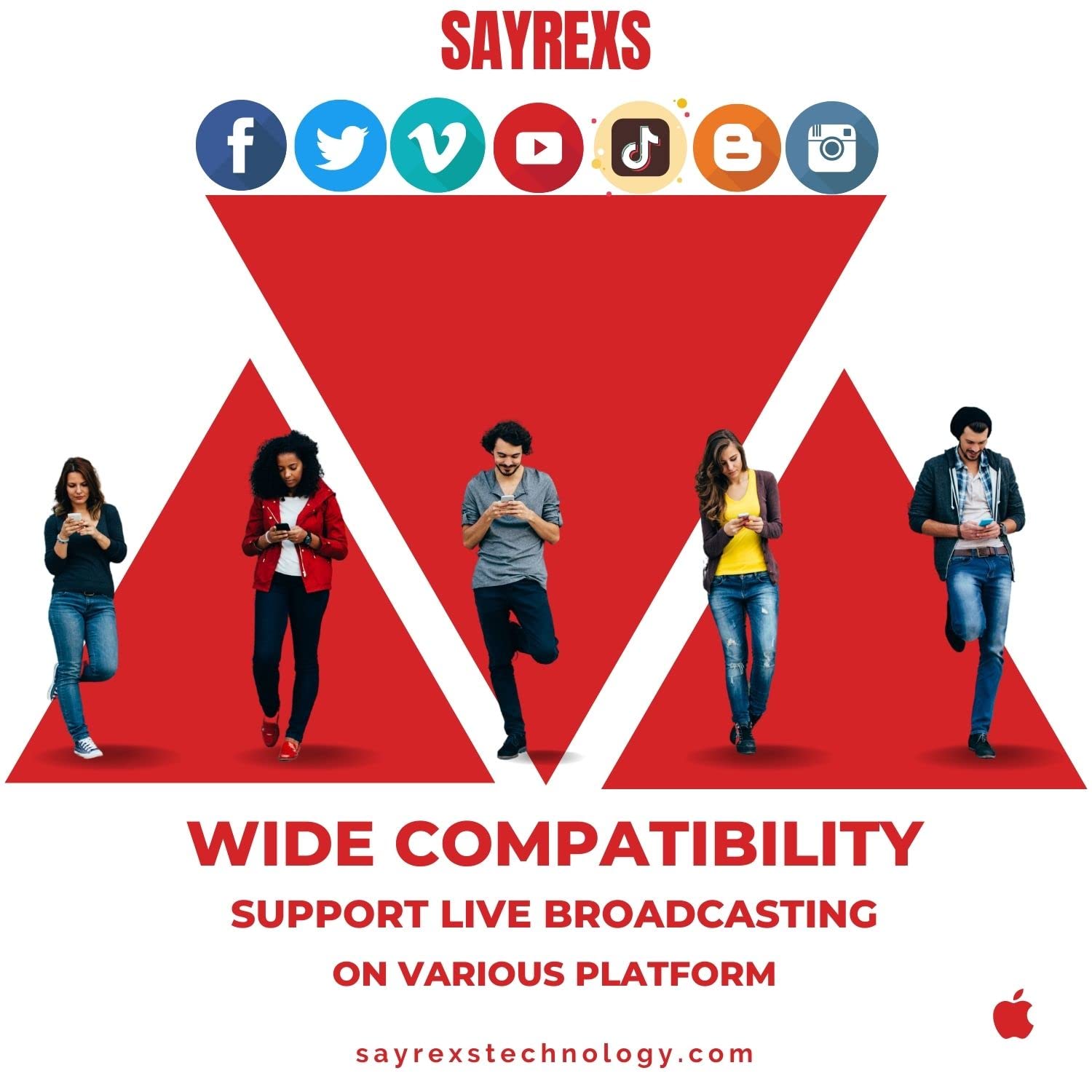 SAYREXS 2 Pack Wireless Lavalier Microphones for iPhone, iPad - Crystal Clear Sound Quality for Recording, Live Streaming, YouTube, Facebook, TikTok