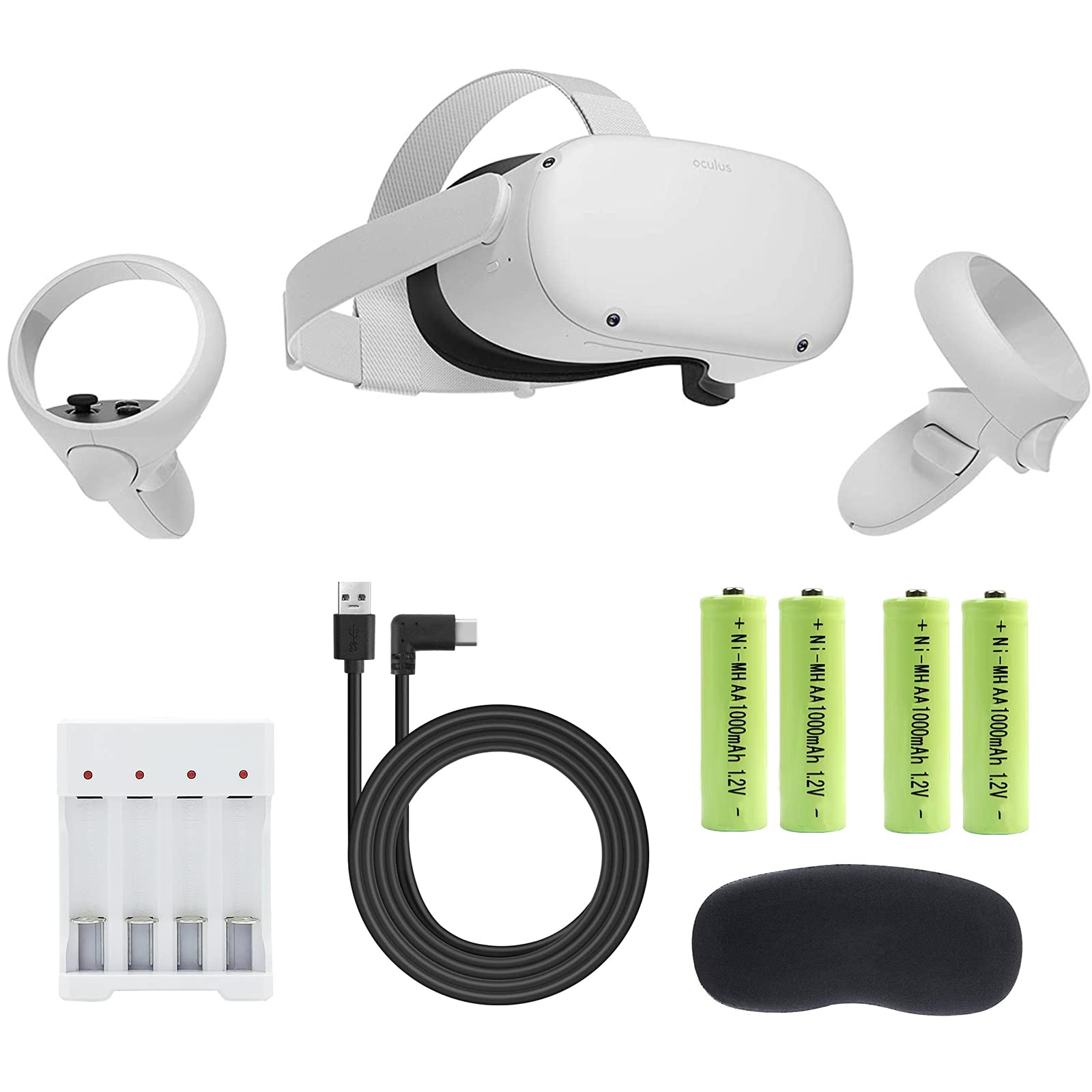 Oculus Newest Quest 2 - Advanced All-in-One Virtual Reality 256GB Storage Gaming Headset, LCD Display, Bundle with TSBEAU 13Ft Link Cable + Batteries and Charger Accessories