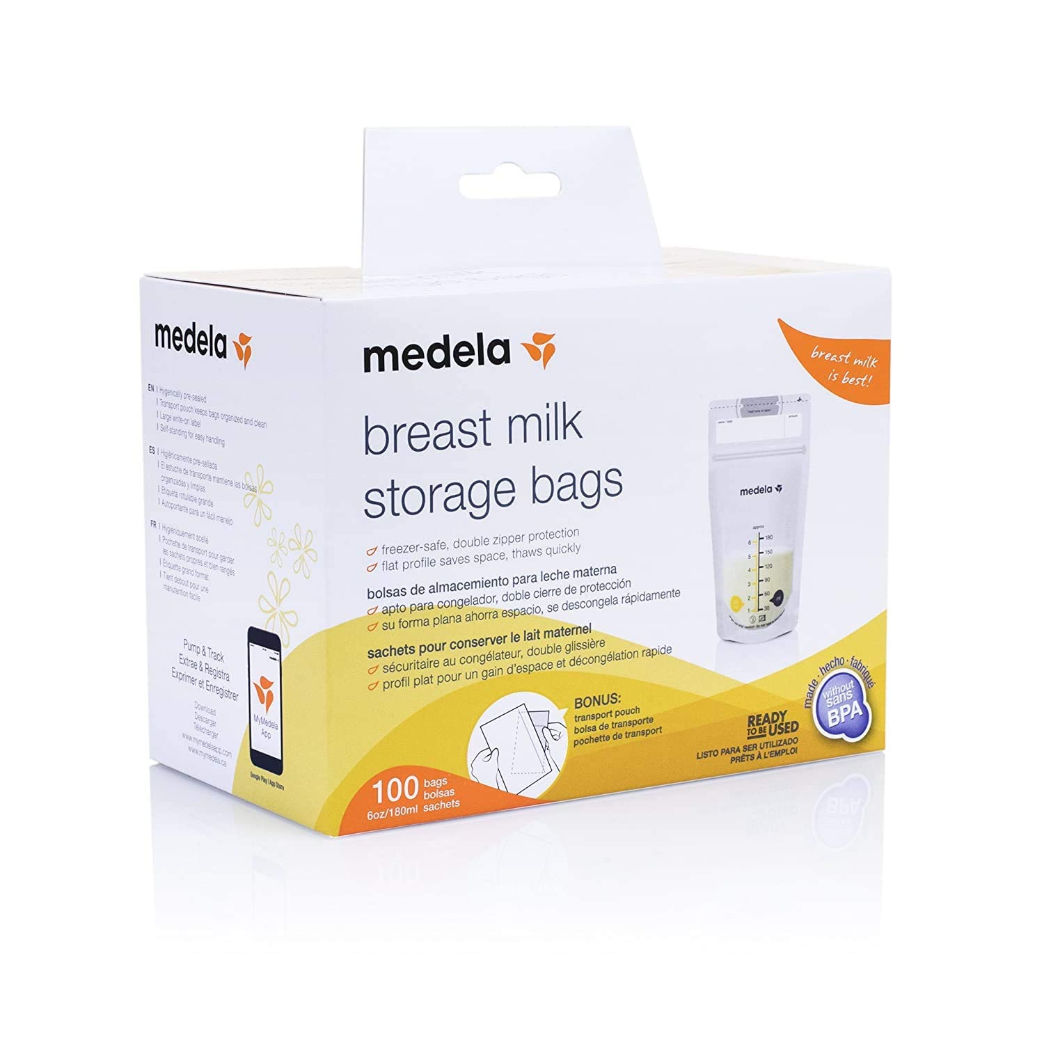 Medela Freestyle Flex Breast Pump with Bonus 100 Breast Milk Storage Bags, Closed System Quiet Handheld Portable Double Electric Breastpump, Mobile Connected Smart Pump with Touch Screen LED Display