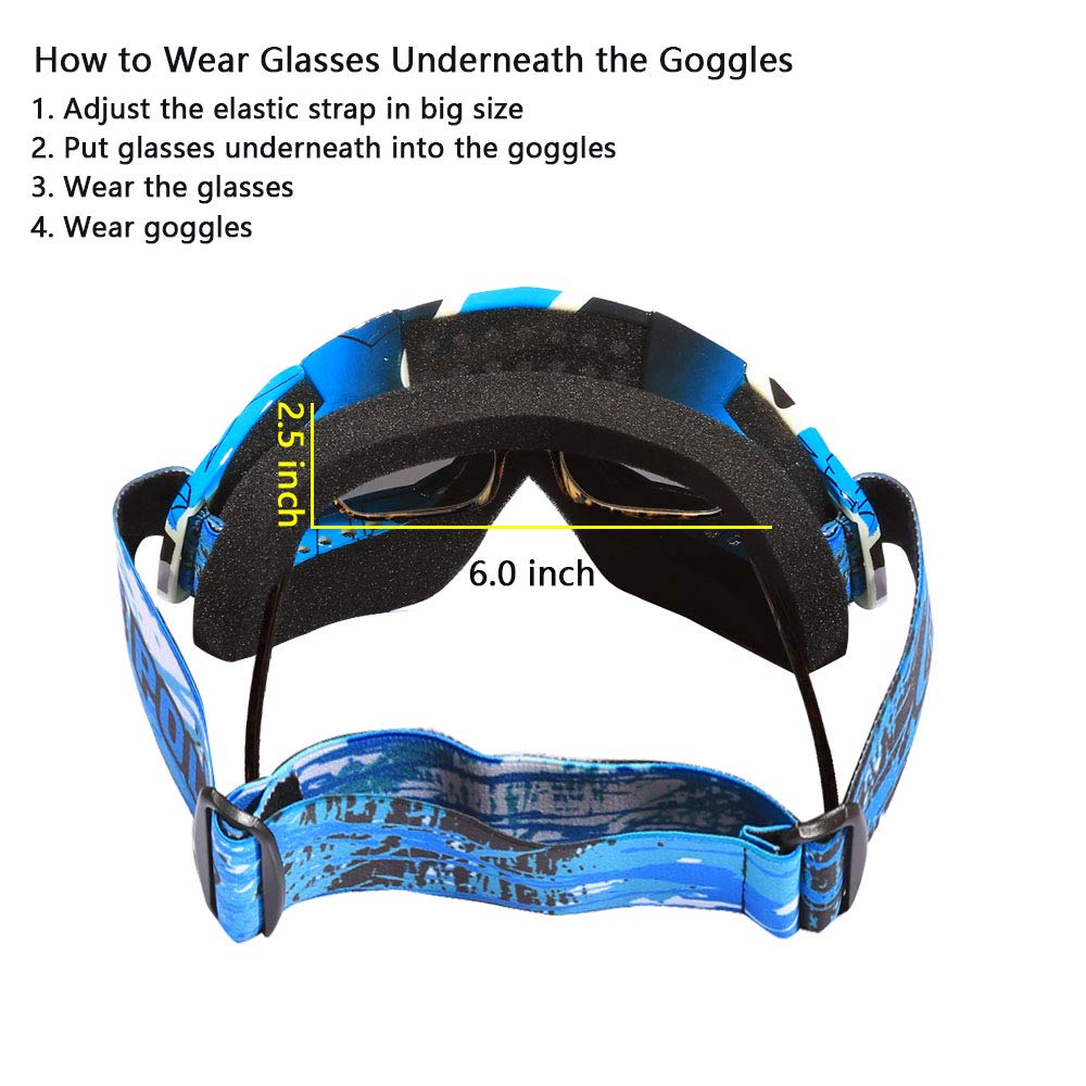 JIEPOLLY Motocross Goggles, Anti-Scratch Lenses, Bicycle Snowboard Climbing Teens (L04)
