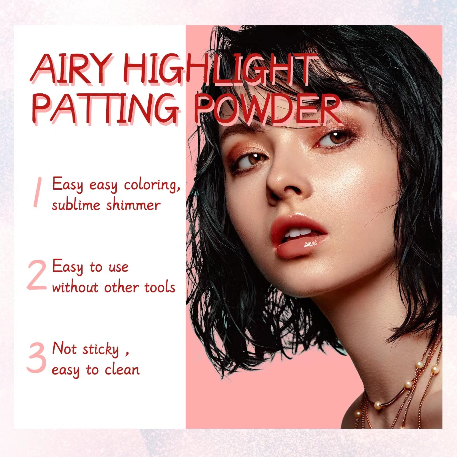 MULPG Polvo De Hadas Body Glitter Highlighter Makeup,Face High Gloss Sparkle Loose Highlight Powder,Sparkle Patting Powder for Hair Face Eyes Lip and Body (3PACK)