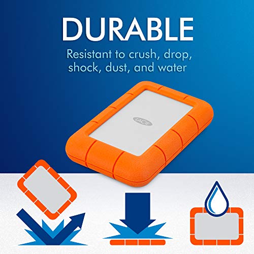 LaCie Rugged Mini 4TB External Hard Drive Portable HDD - USB 3.0 Compatible, Drop/Shock/Dust/Rain Resistant Shuttle Drive for Mac and PC